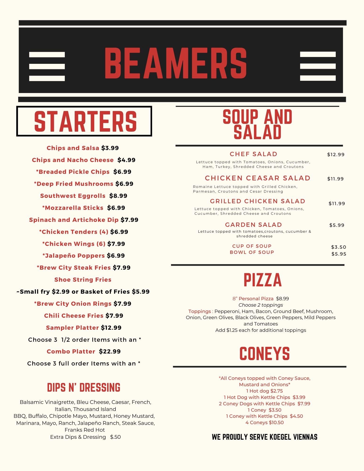 Bar Food, Chicken Wings | Birch Run, MI | Beamers Bar And Grill